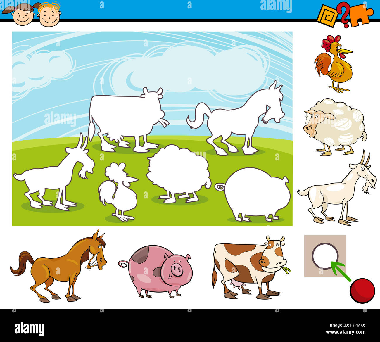 cartoon preschool task for kids Stock Photo - Alamy