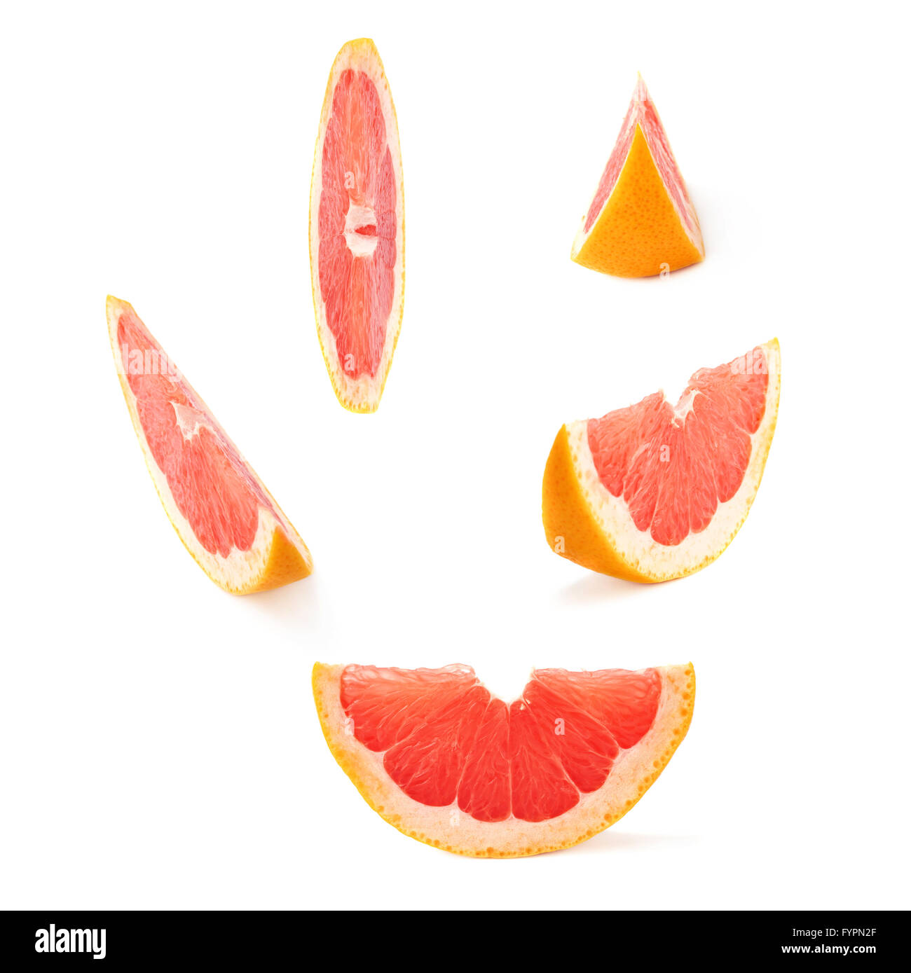 Slice section of grapefruit isolated over the white background Stock ...