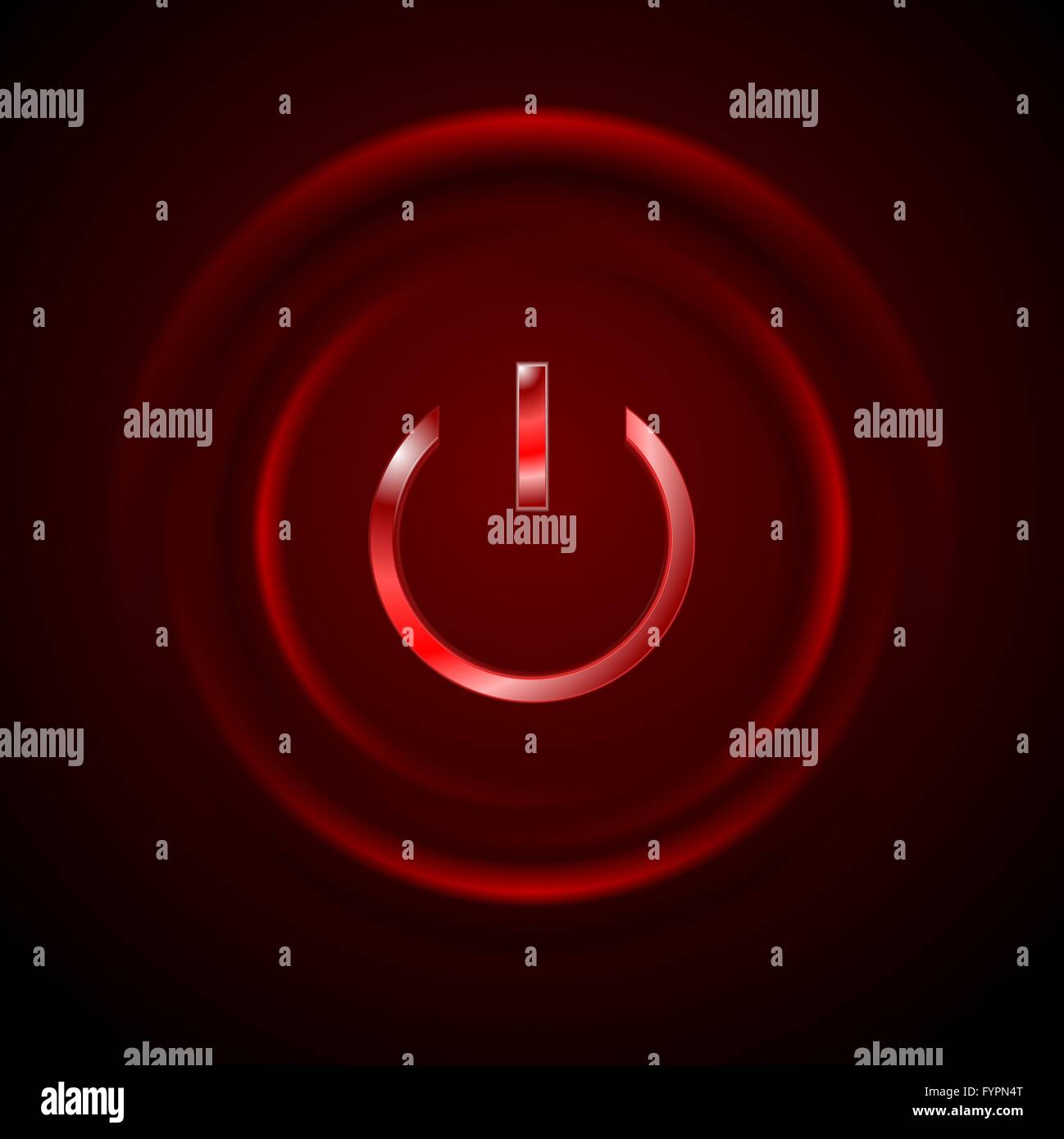 Dark red glowing power button web design Stock Photo - Alamy