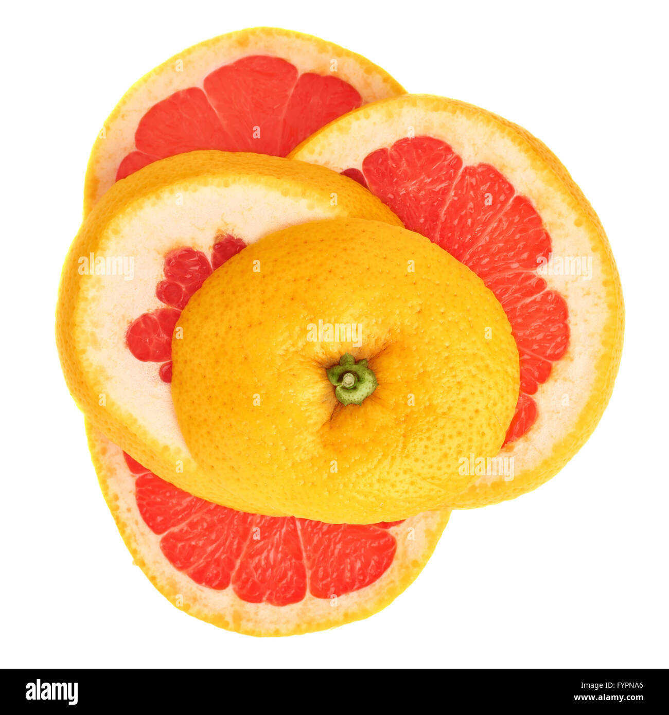 Fresh grapefruit cut in slices isolated over the white background Stock ...