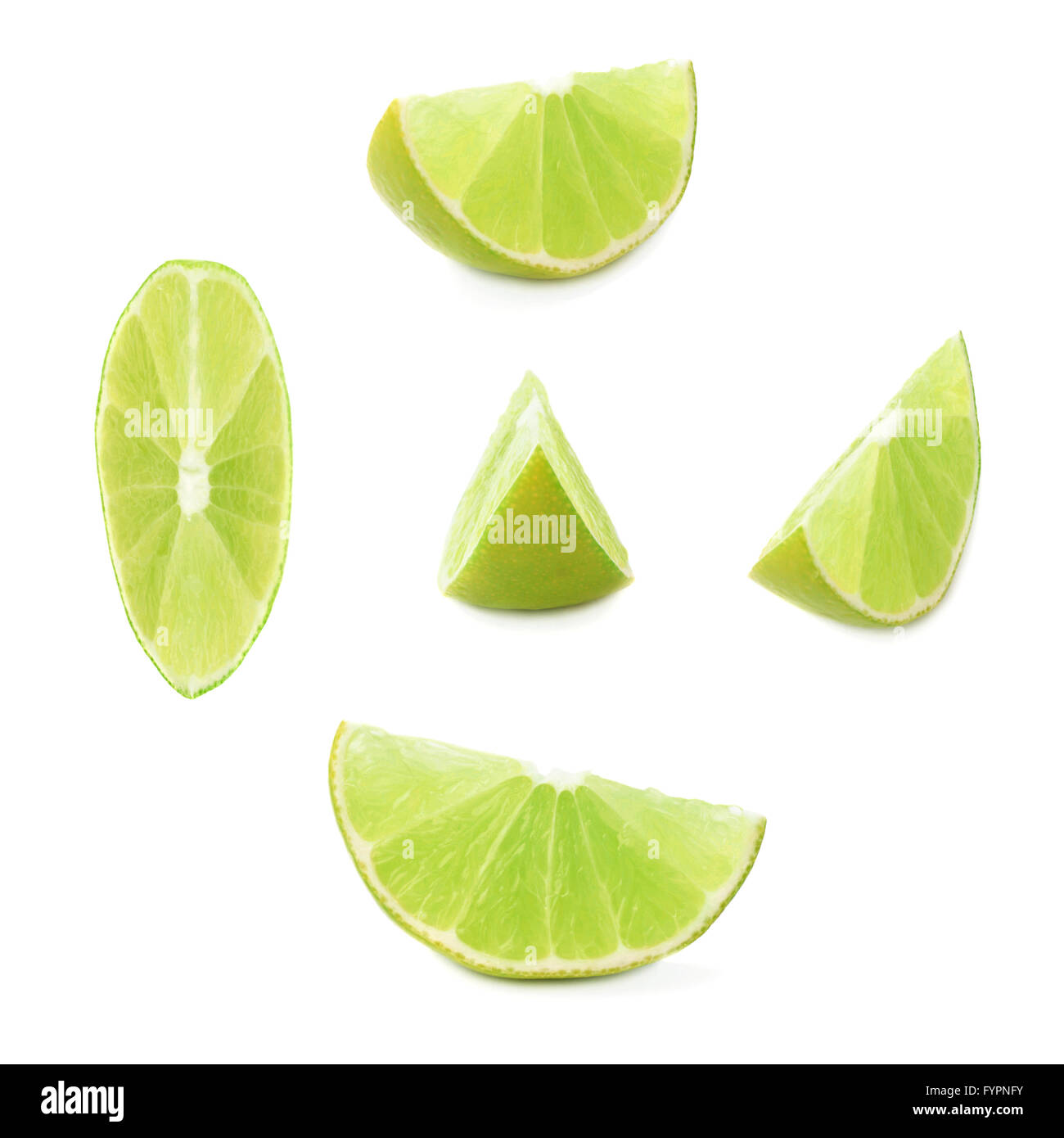 Slice section of lime isolated over the white background, set of ...