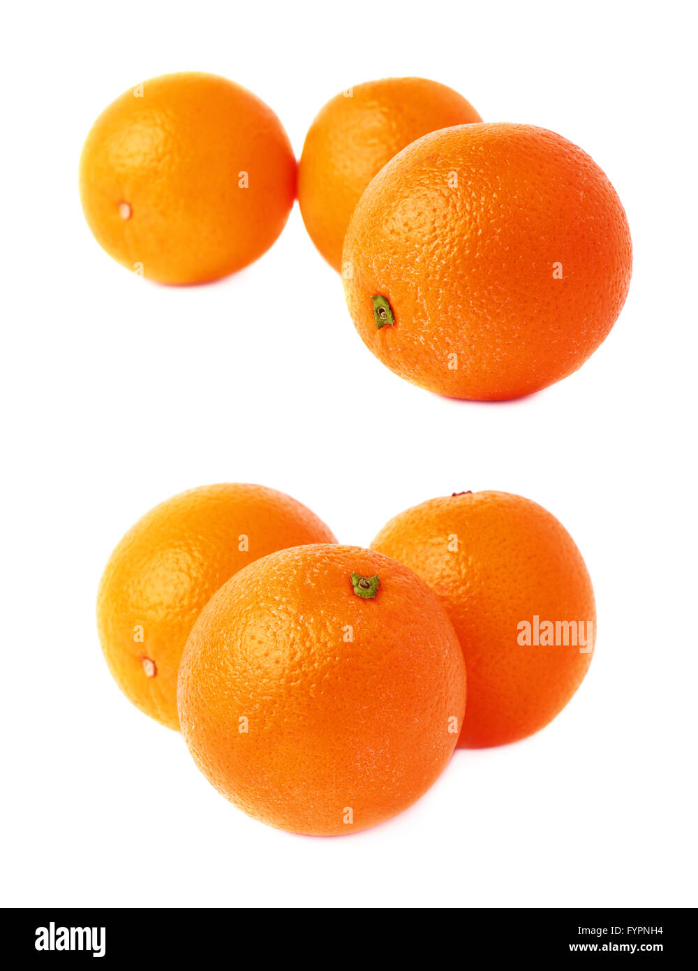 Pile of multiple ripe oranges, isolated over the white background, set ...