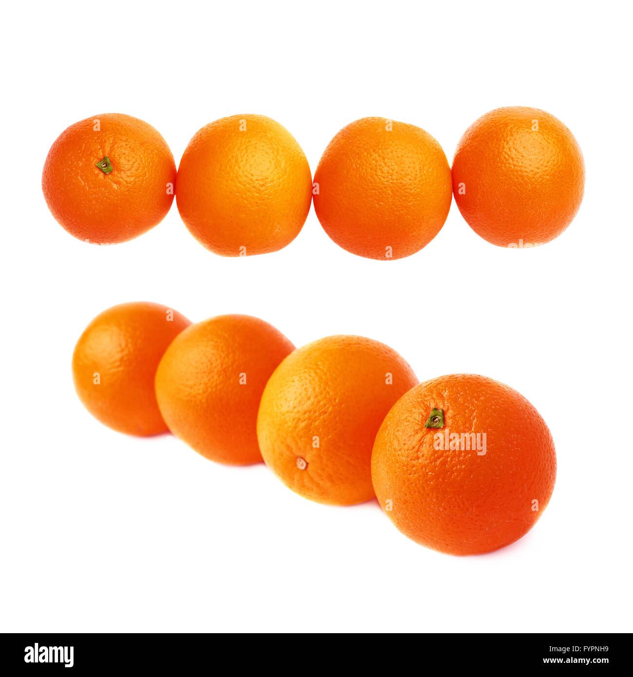 Four oranges fruits composition isolated over the white background, set ...
