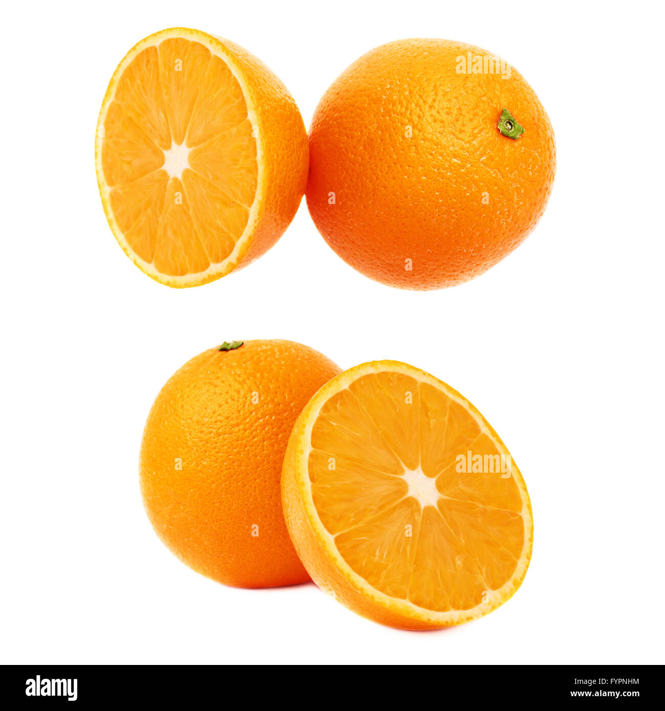 Served orange fruit composition isolated over the white background, set ...