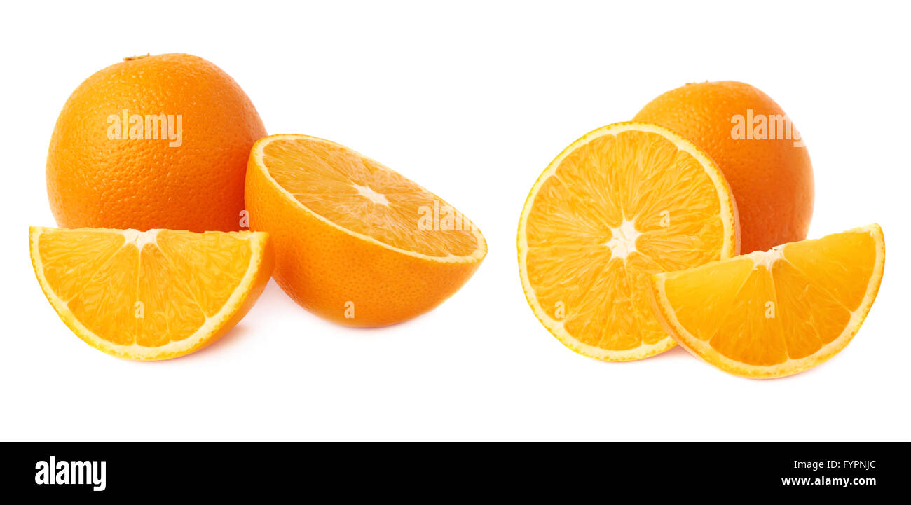 Served orange fruit composition isolated over the white background, set ...