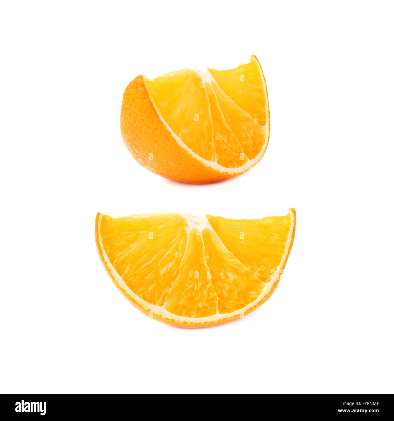 Dried slice section of orange isolated over the white background, set ...