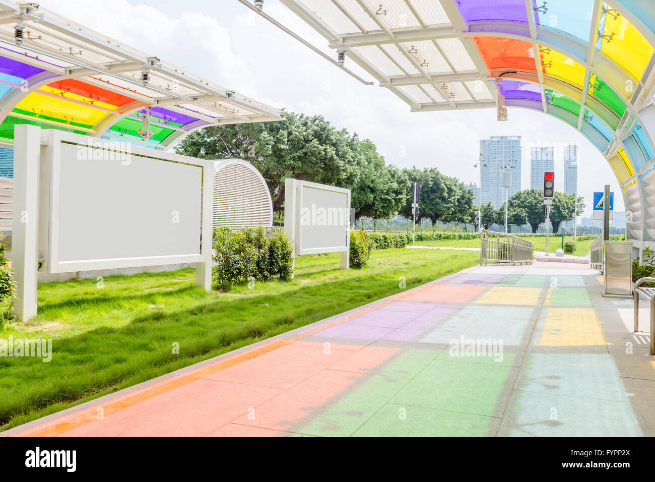 pavement of a park with greenland Stock Photo - Alamy