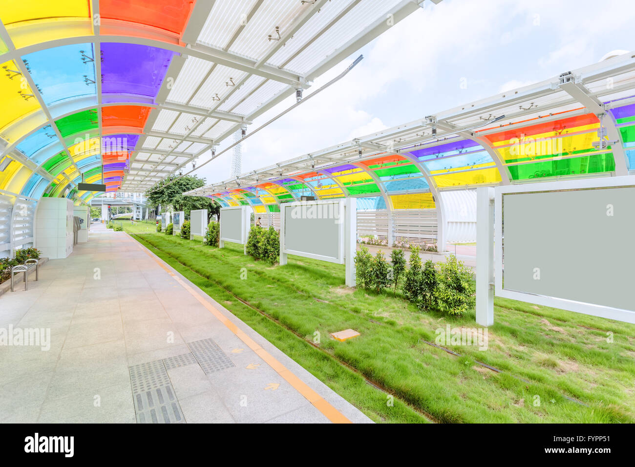pavement of a park with greenland Stock Photo - Alamy