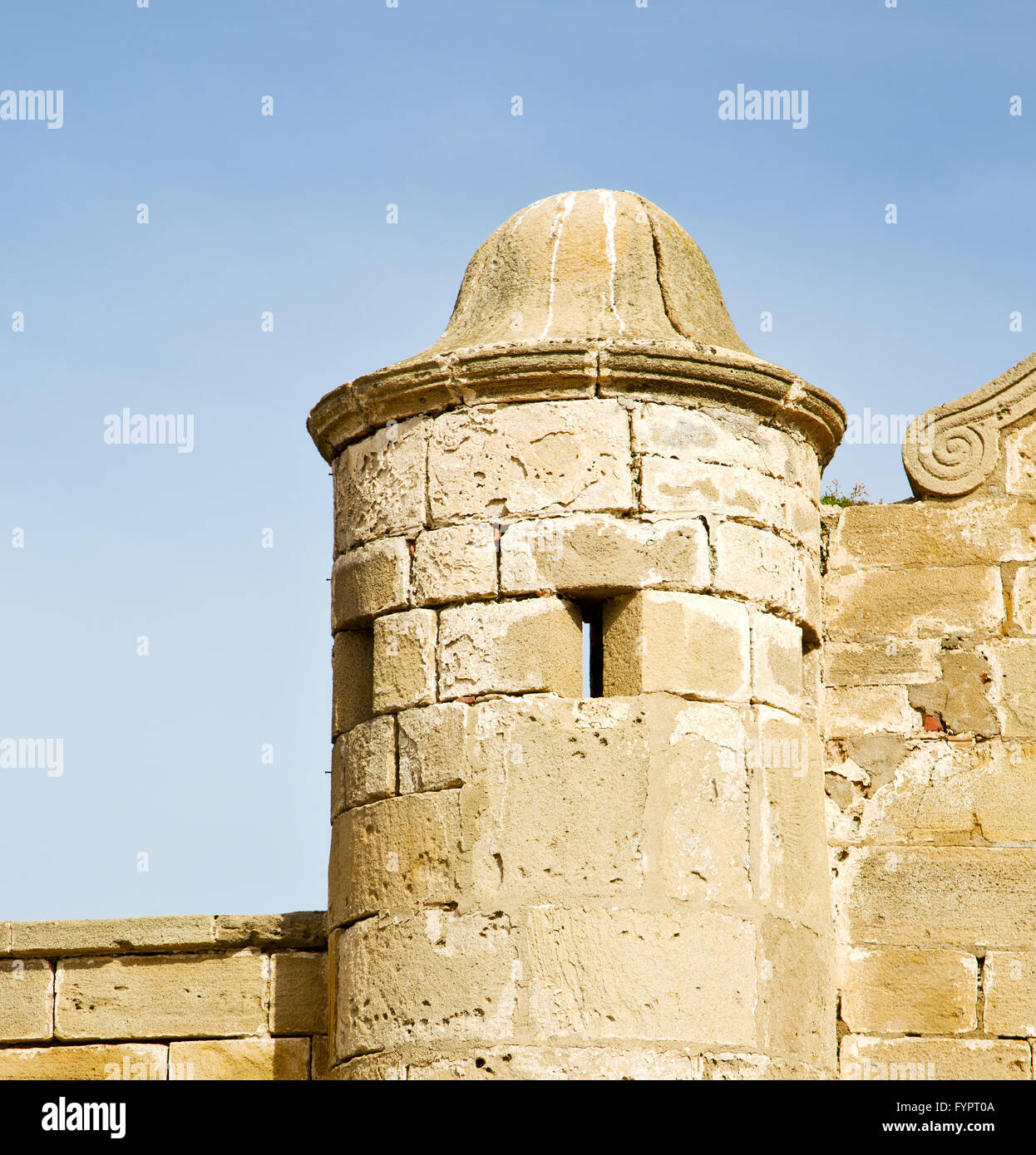 brick in old construction africa morocco and the tower near sky Stock ...
