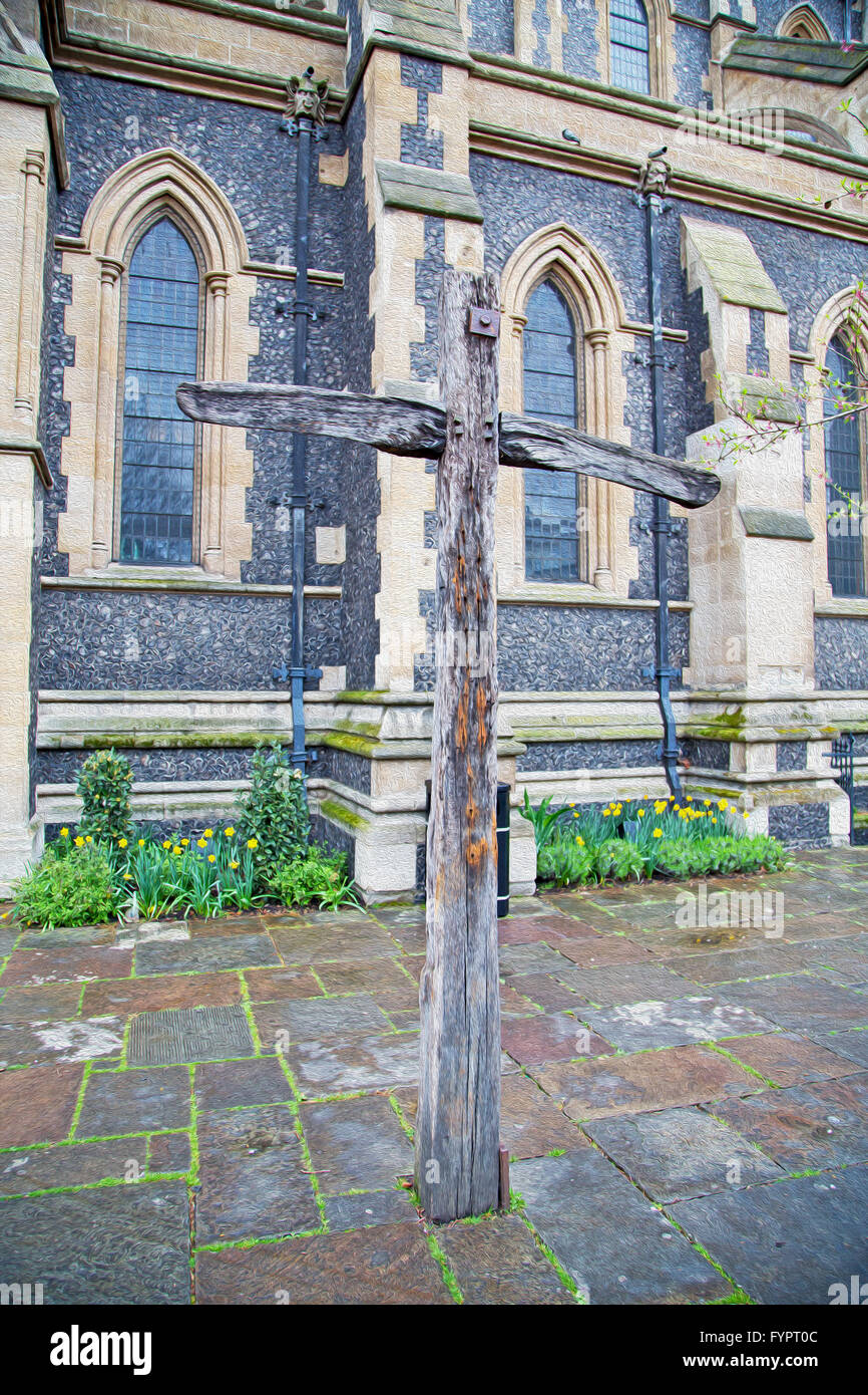 door southwark cathedral in london england old construction and ...