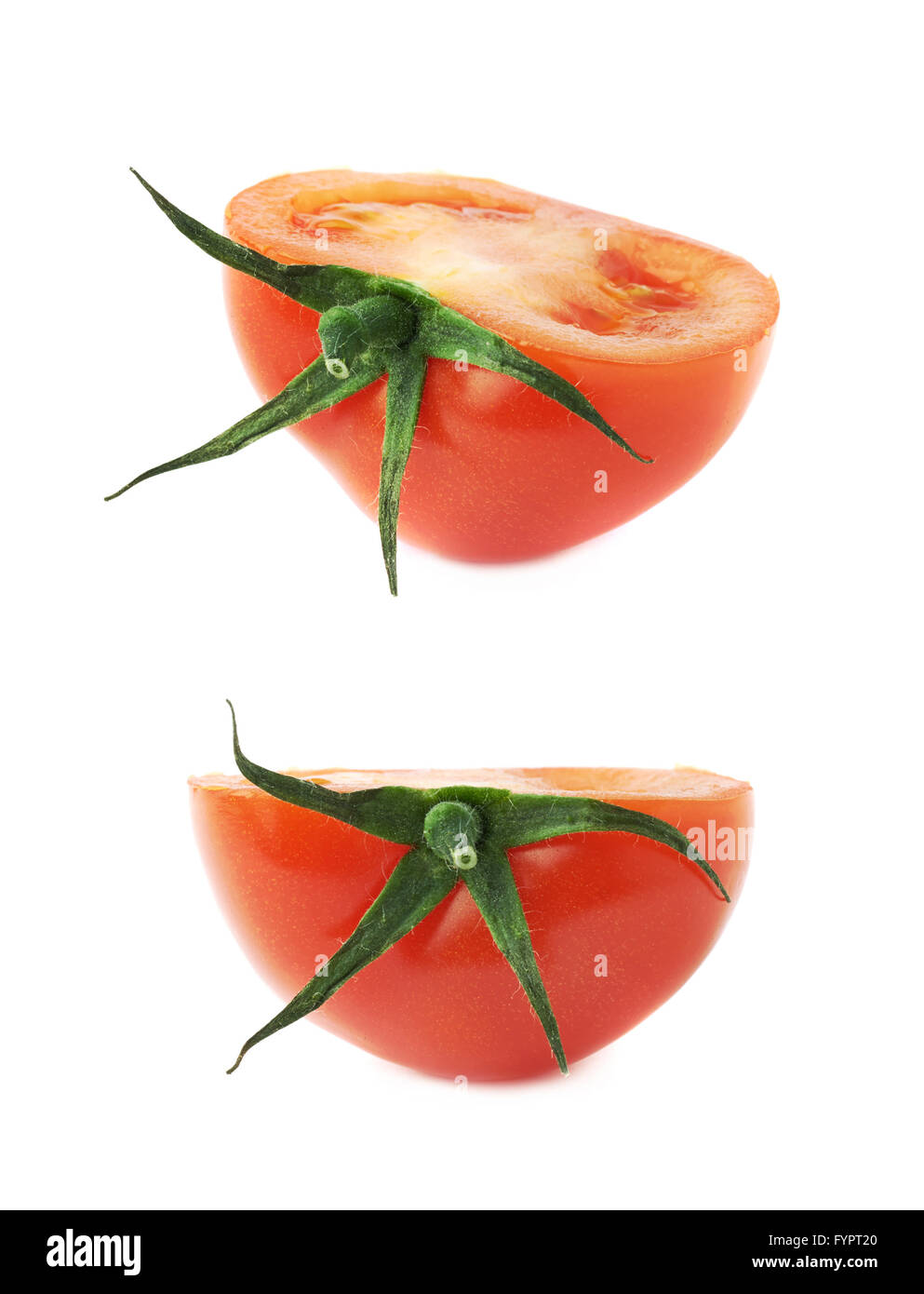 Tomato cut in half isolated Stock Photo - Alamy