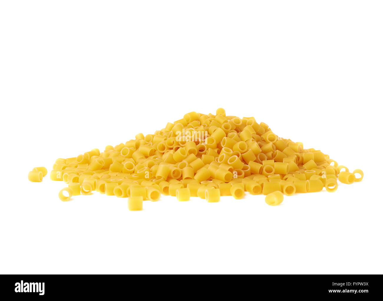 Pile of dry ditalini pasta over isolated white background Stock Photo ...