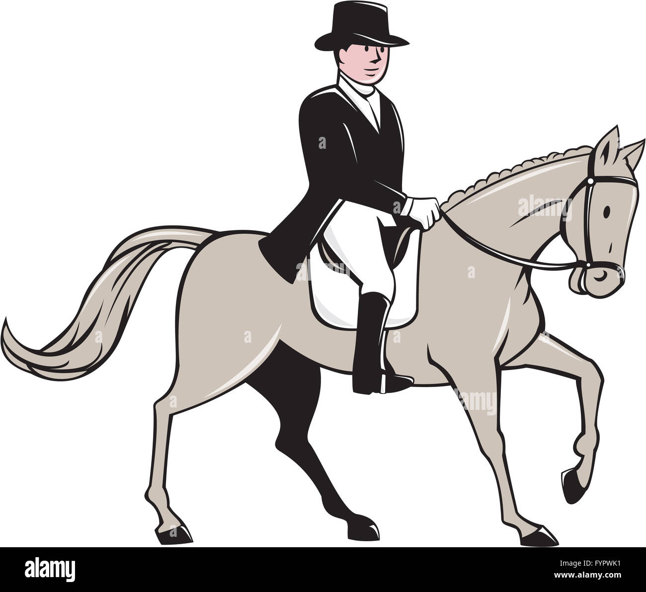 Equestrian Rider Dressage Cartoon Stock Photo - Alamy
