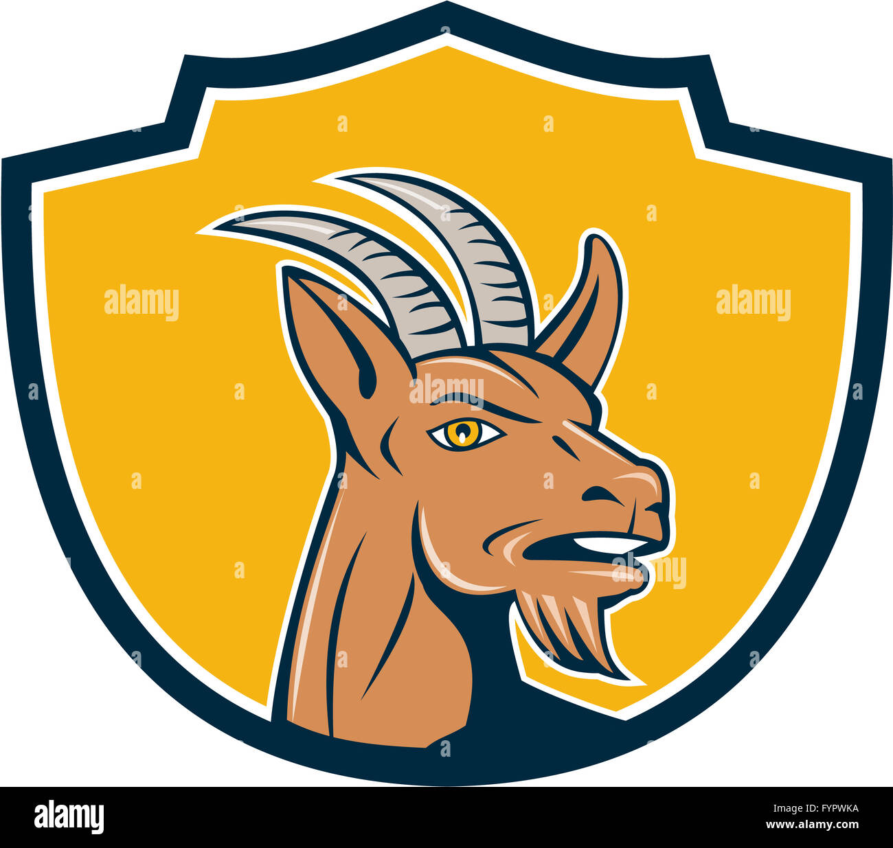 Mountain Goat Head Shield Cartoon Stock Photo - Alamy