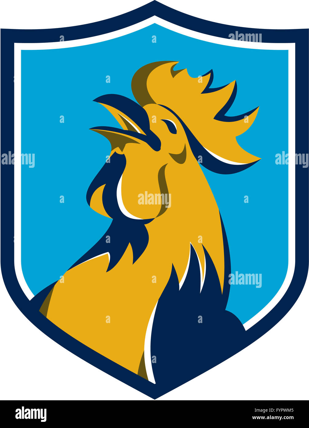 Chicken Rooster Crowing Crest Retro Stock Photo - Alamy