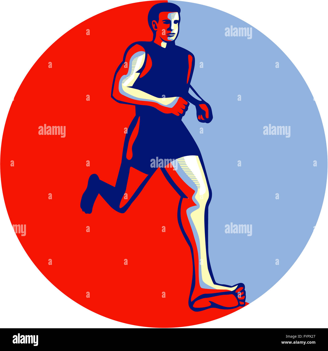 Barefoot Runner Running Front Circle Stock Photo - Alamy