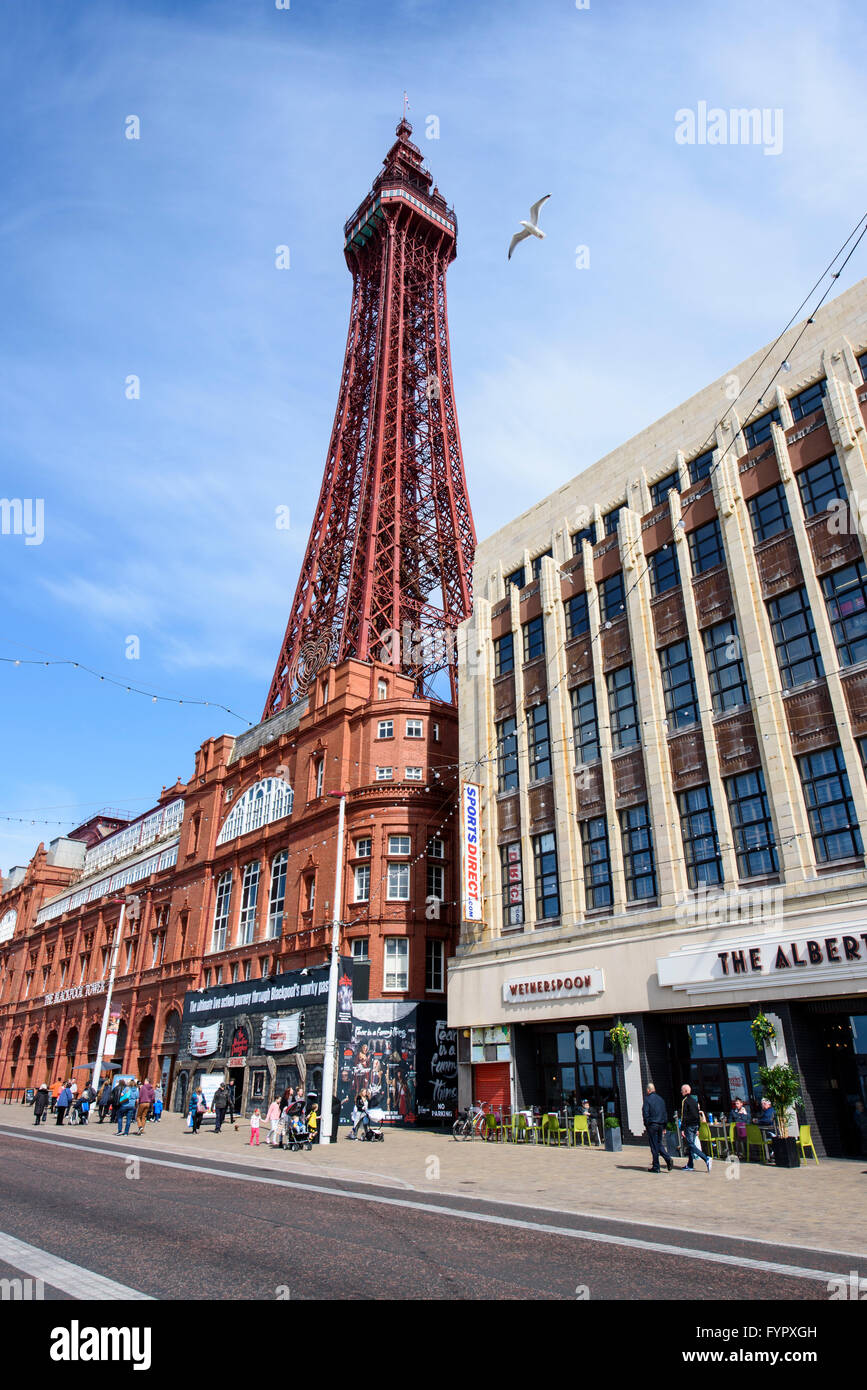 View of Blackpool Tower without scaffolding as seen from the promenade ...