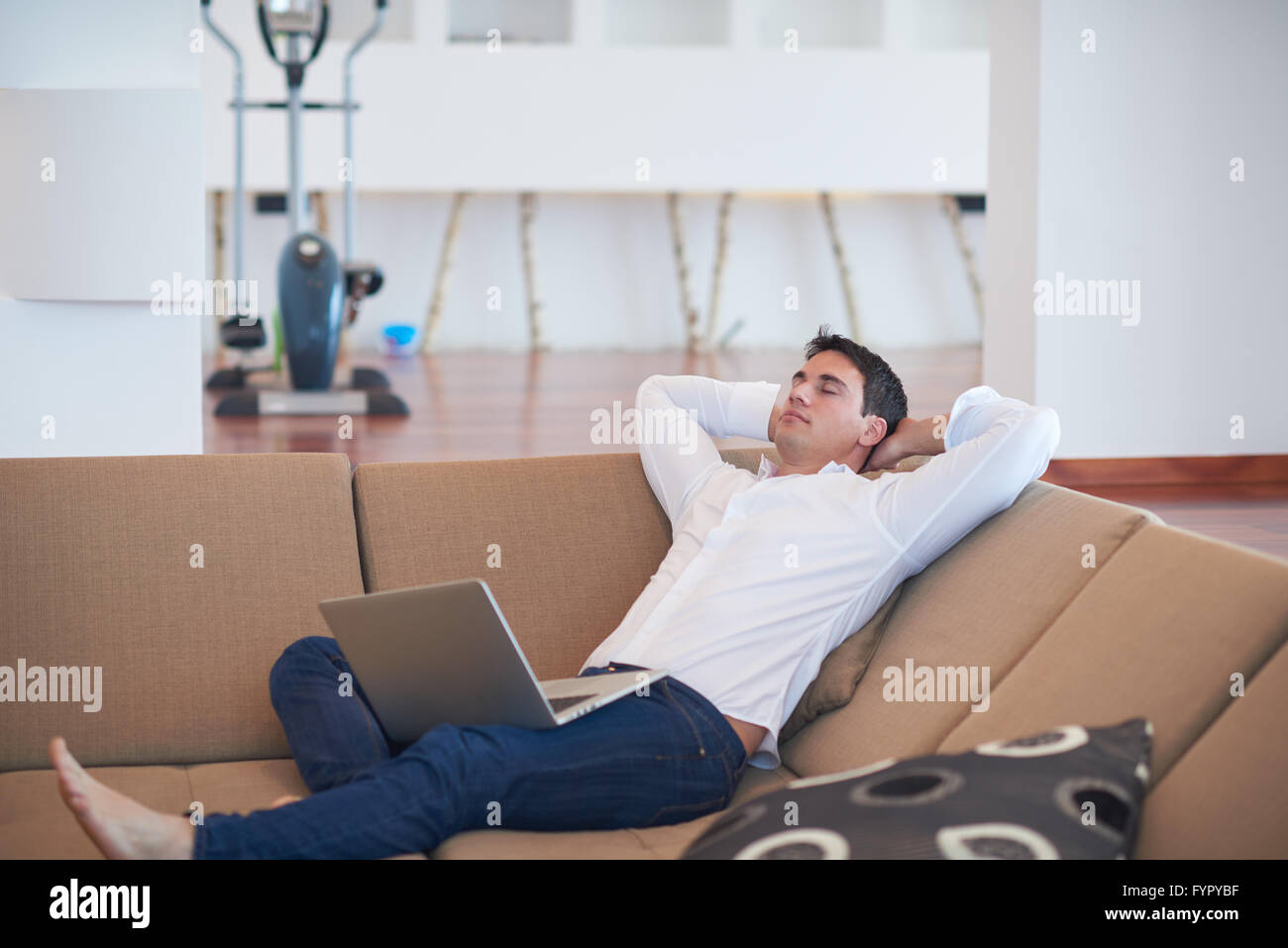 Working from modern home laptop hi-res stock photography and images - Alamy