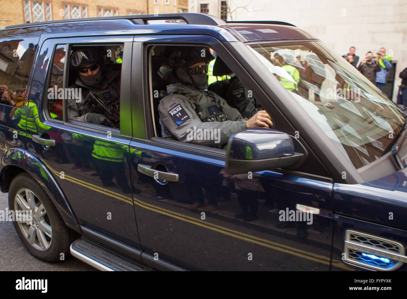Counter Terrorist Specialist Firearms Officers in a Land Rover ...