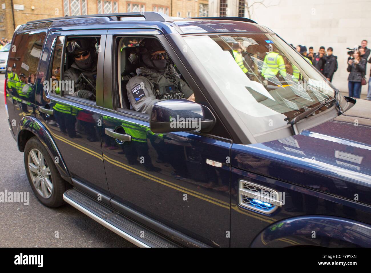 Counter Terrorist Specialist Firearms Officers in a Land Rover ...