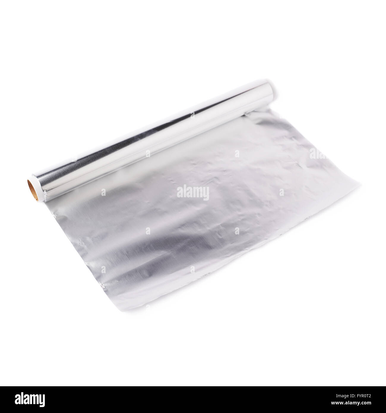 Roll of aluminium foil paper over isolated white background Stock Photo ...