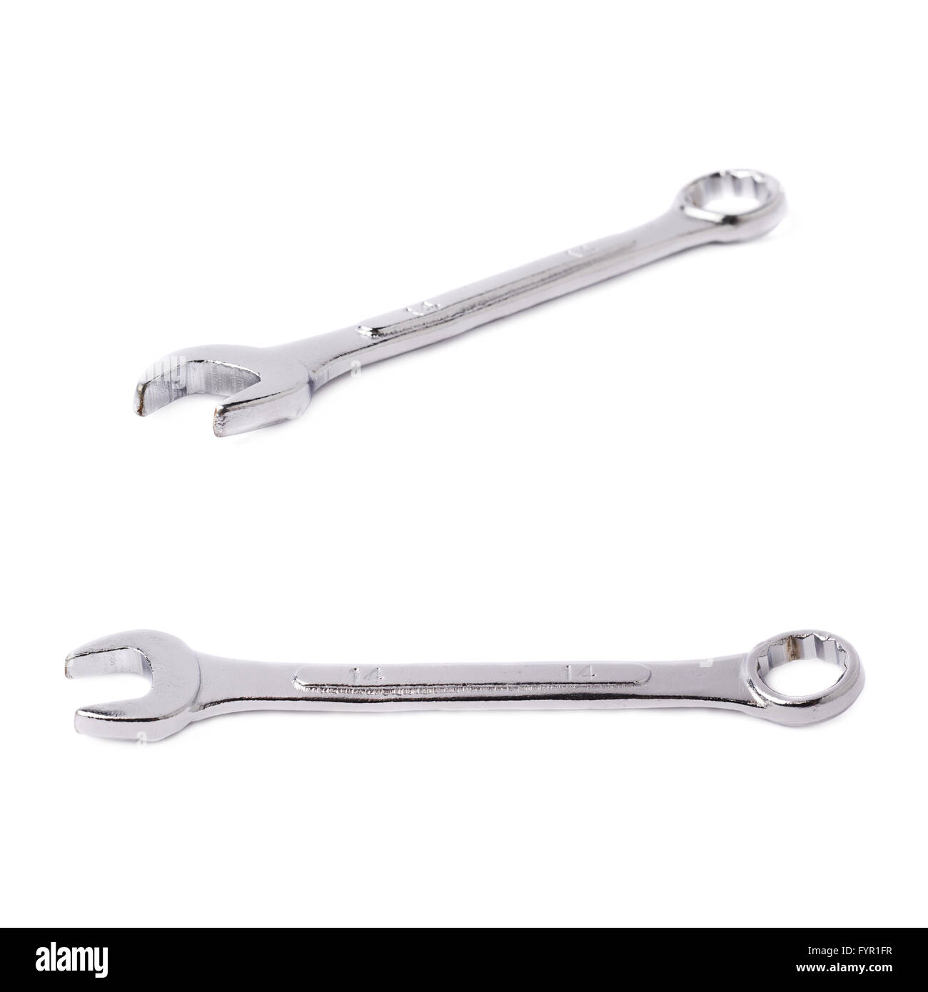 Set of wrench metal instrument isolated over white background Stock ...