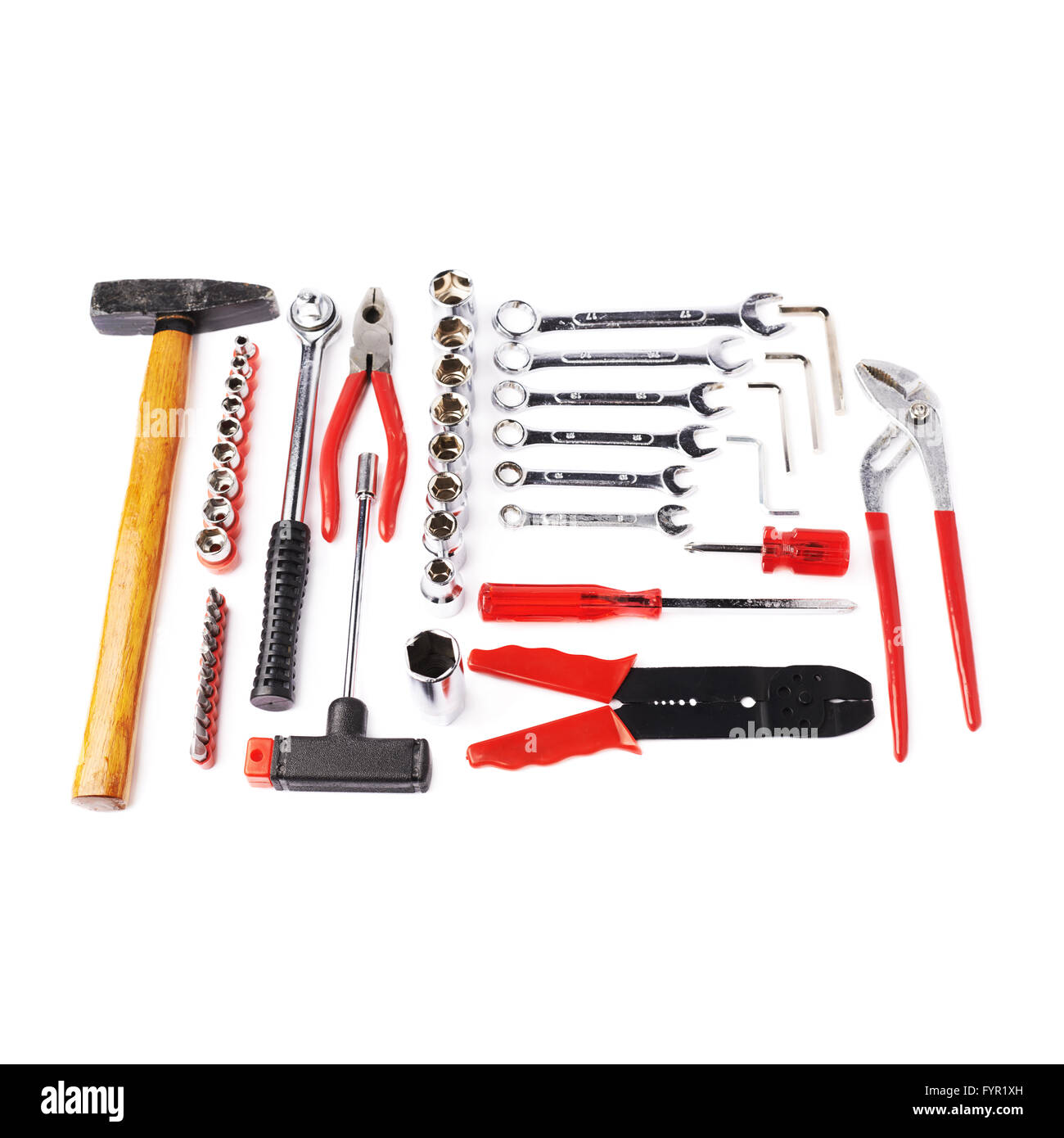 Set of tools over white isolated background Stock Photo - Alamy