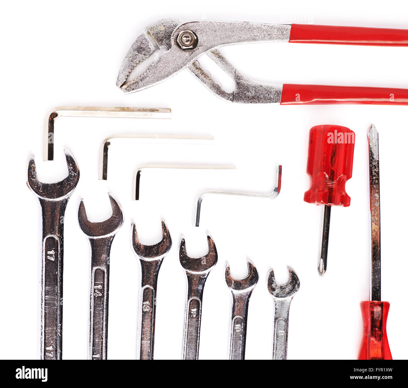 Set of tools over white isolated background Stock Photo - Alamy