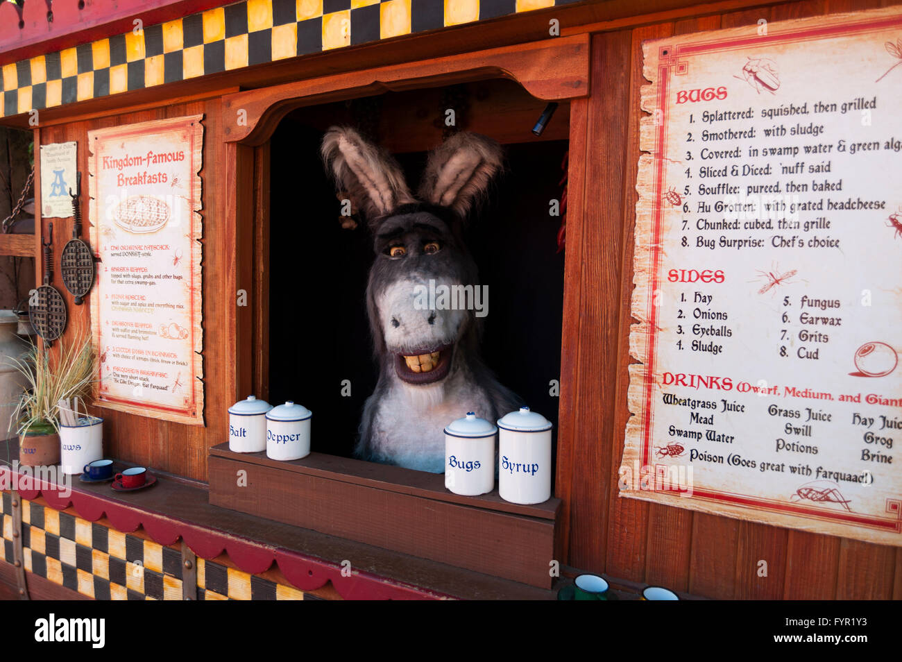 Donkey serving in a snack bar, Universal Studios, Hollywood, Los ...