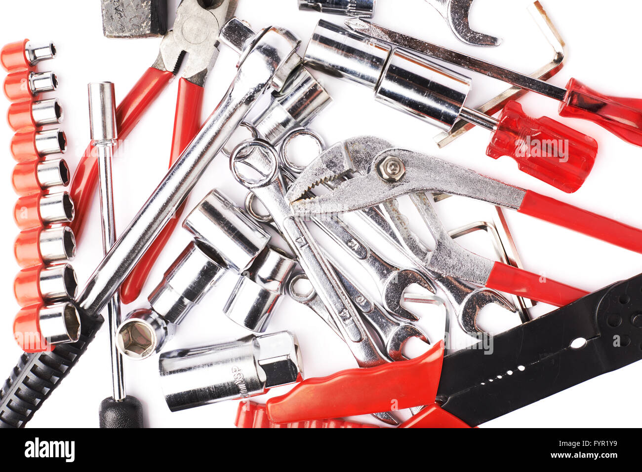Set of tools over white isolated background Stock Photo - Alamy