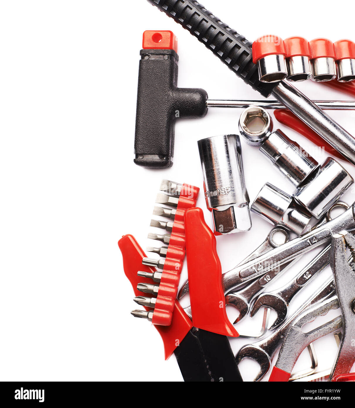 Set of tools over white isolated background Stock Photo - Alamy