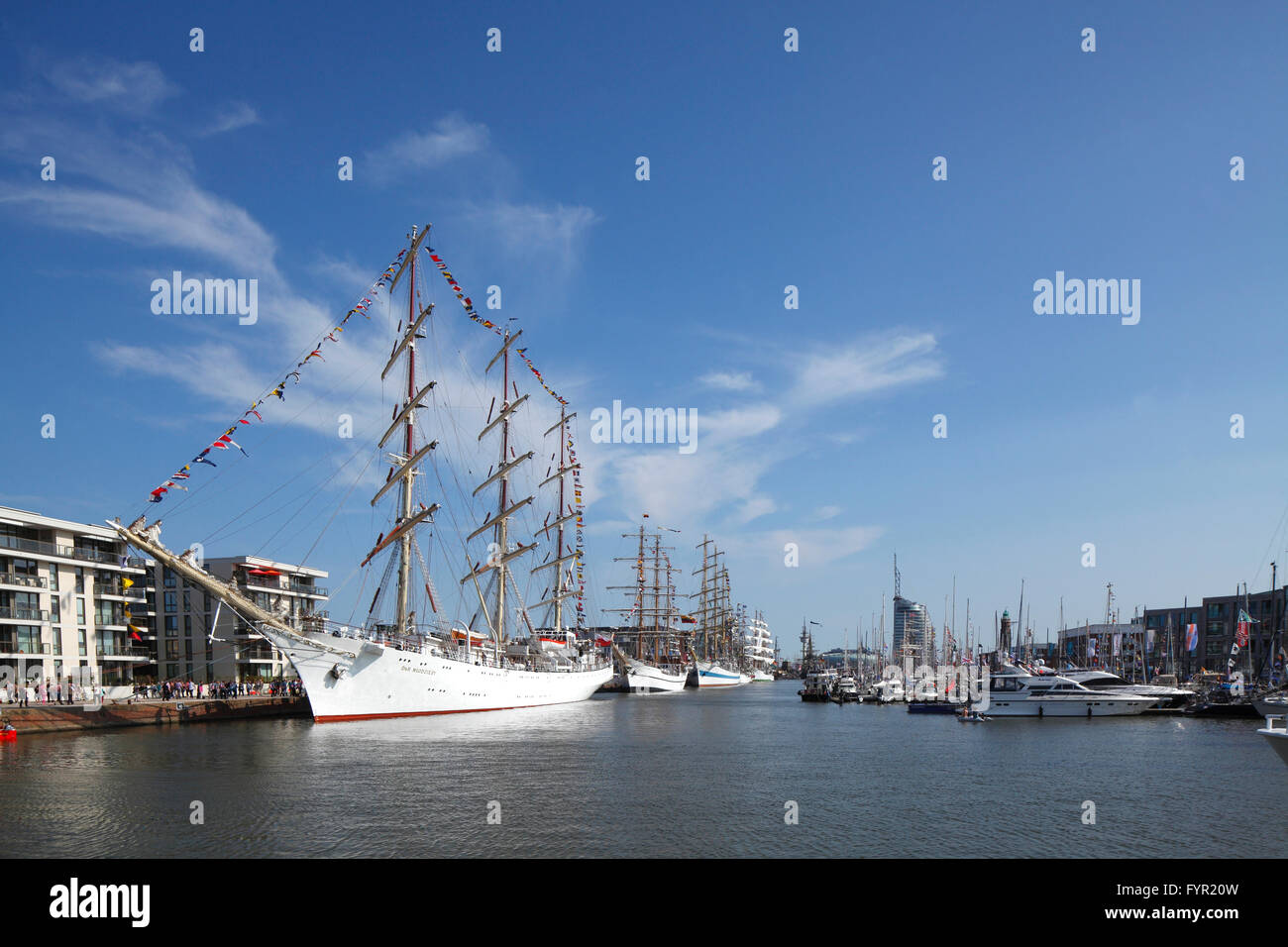 New harbor with sailing ships, Festival Sail 2015, Bremerhaven, Bremen ...
