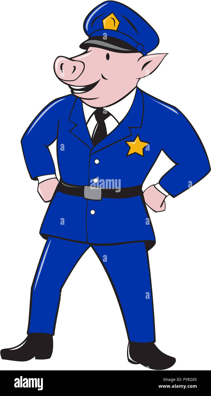 Policeman Pig Sheriff Cartoon Stock Photo - Alamy