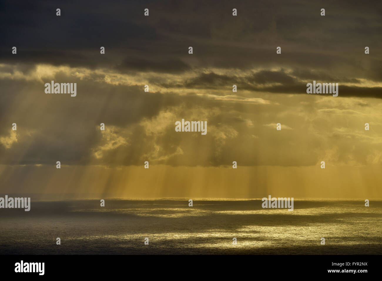 Rain clouds with sun rays over the sea, cloudy mood, Badde Orca ...