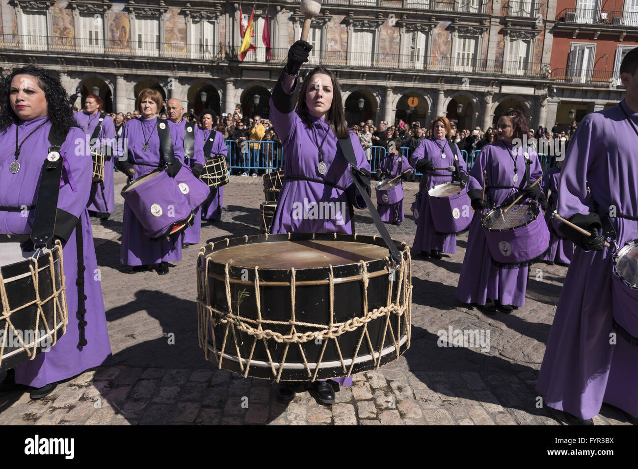 Traditional Easter Sunday parade in a sunny Plaza Mayor in Madrid that ...