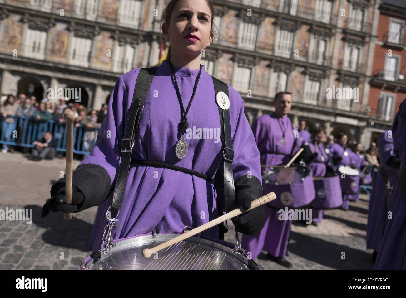 Traditional Easter Sunday parade in a sunny Plaza Mayor in Madrid that ...