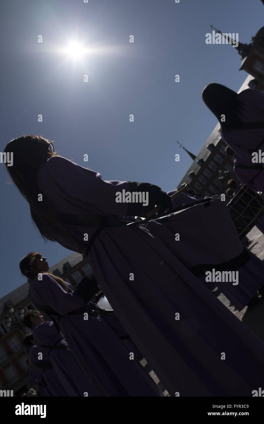 Traditional Easter Sunday parade in a sunny Plaza Mayor in Madrid that ...