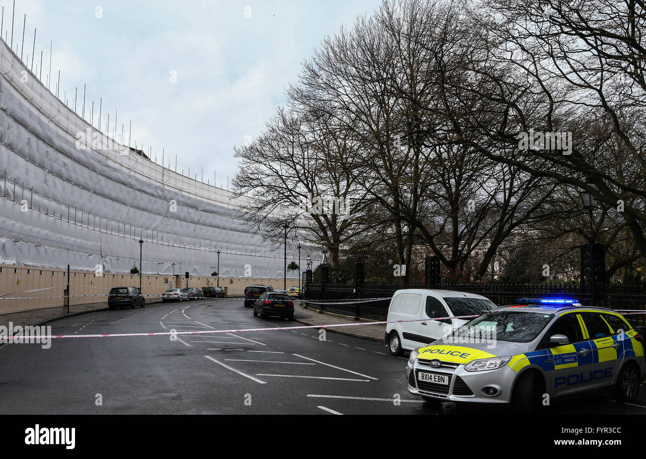 Police close a section of Park Crescent after scaffolding on the John ...