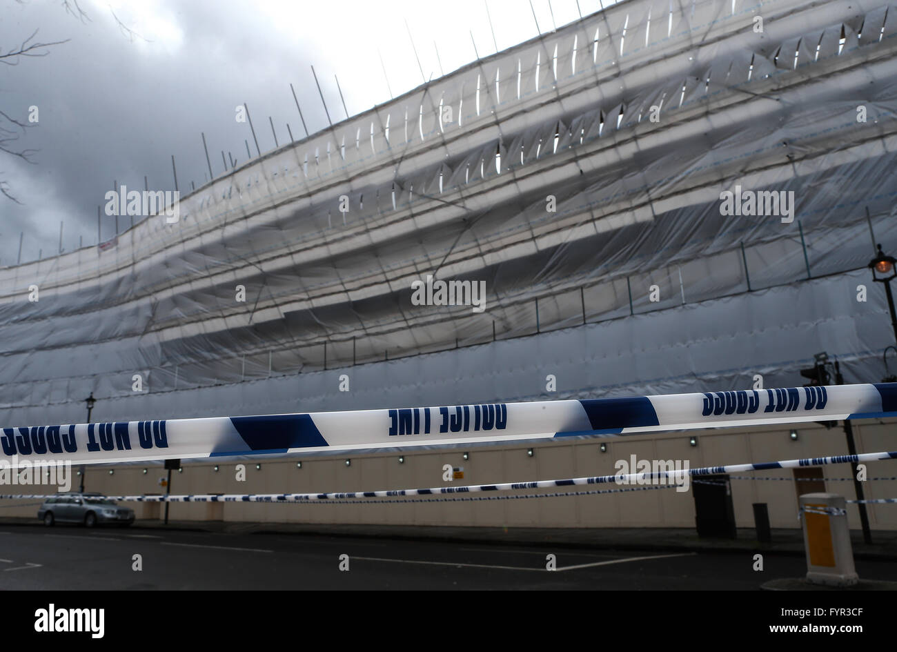 Police close a section of Park Crescent after scaffolding on the John ...