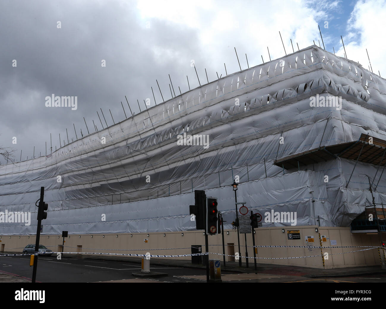 Police close a section of Park Crescent after scaffolding on the John ...