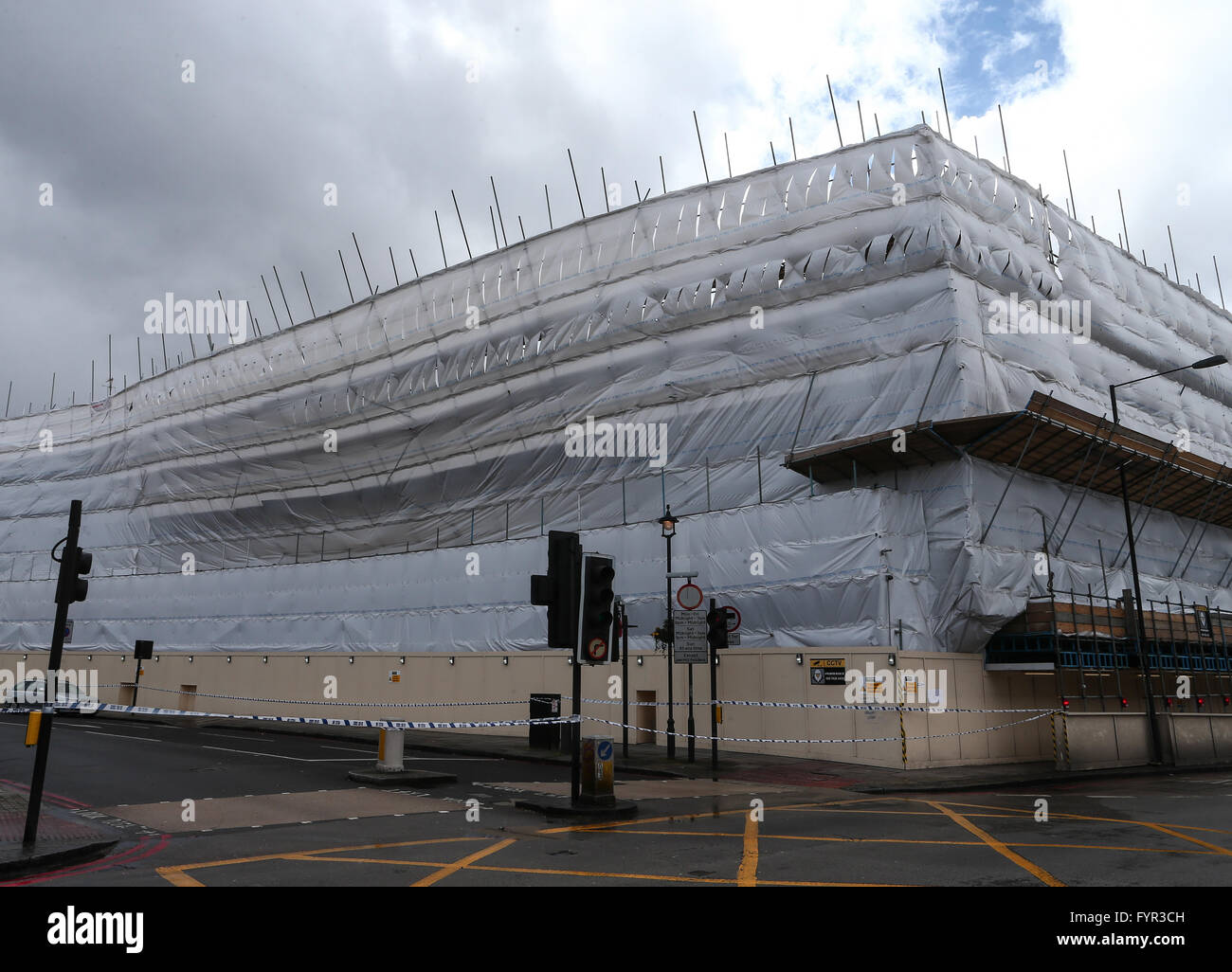 Police close a section of Park Crescent after scaffolding on the John ...