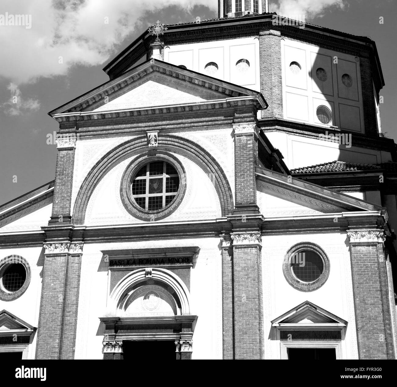 exterior old architecture in italy europe milan religion and sunlight ...