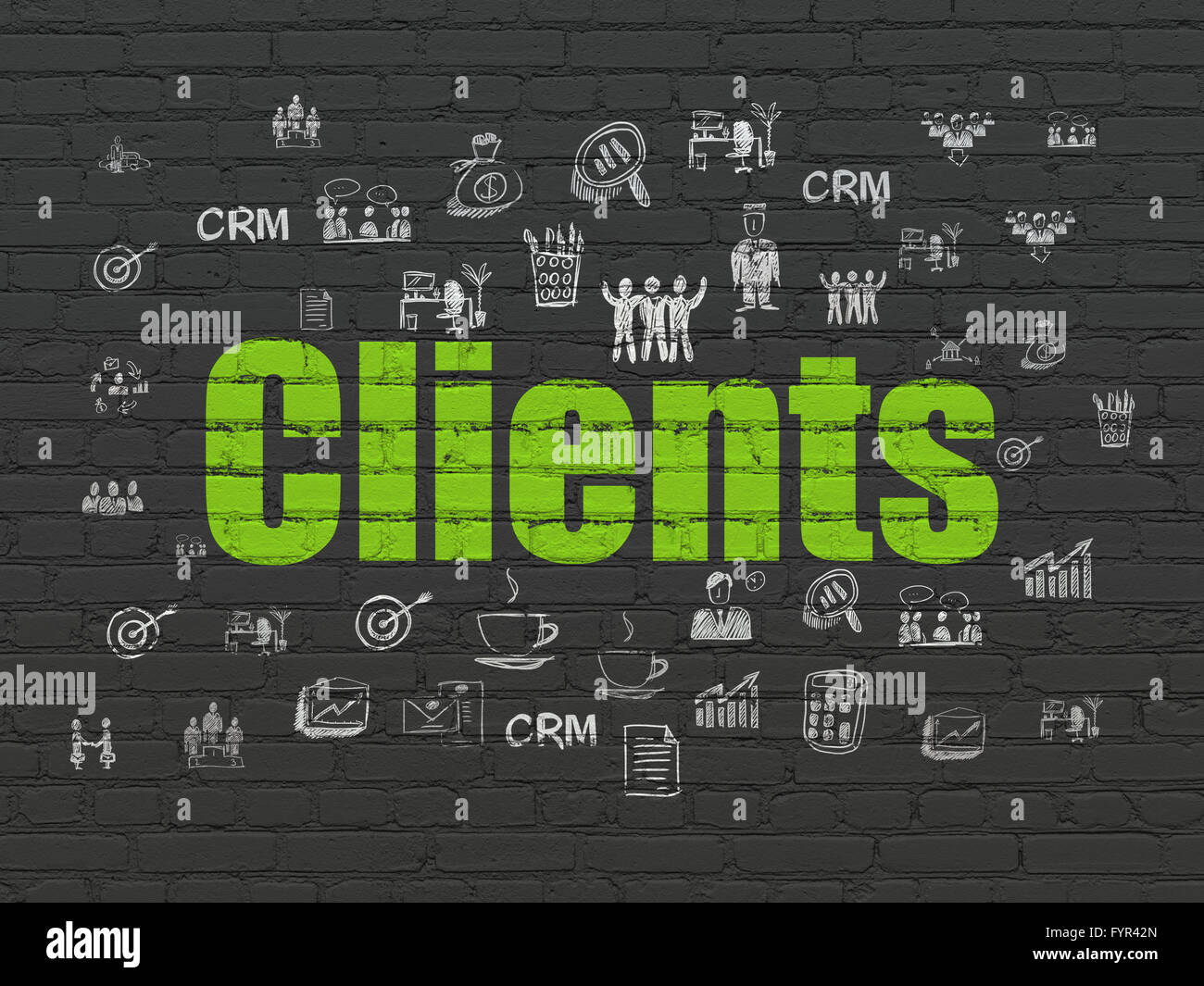 Finance concept: Clients on wall background Stock Photo - Alamy