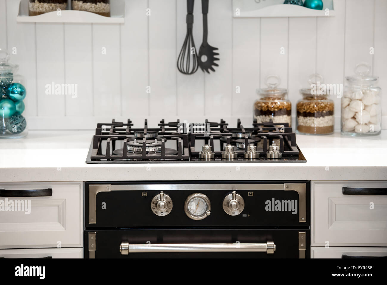 Modern kitchen and stove Stock Photo - Alamy