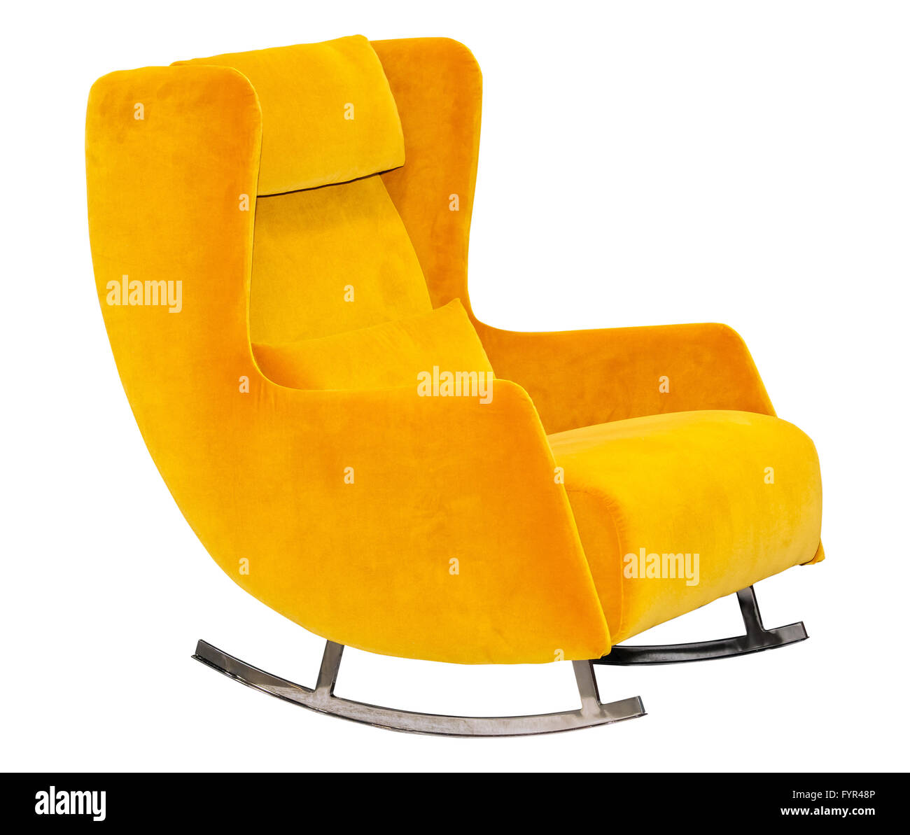 Yellow textile rocking chair isolated Stock Photo - Alamy