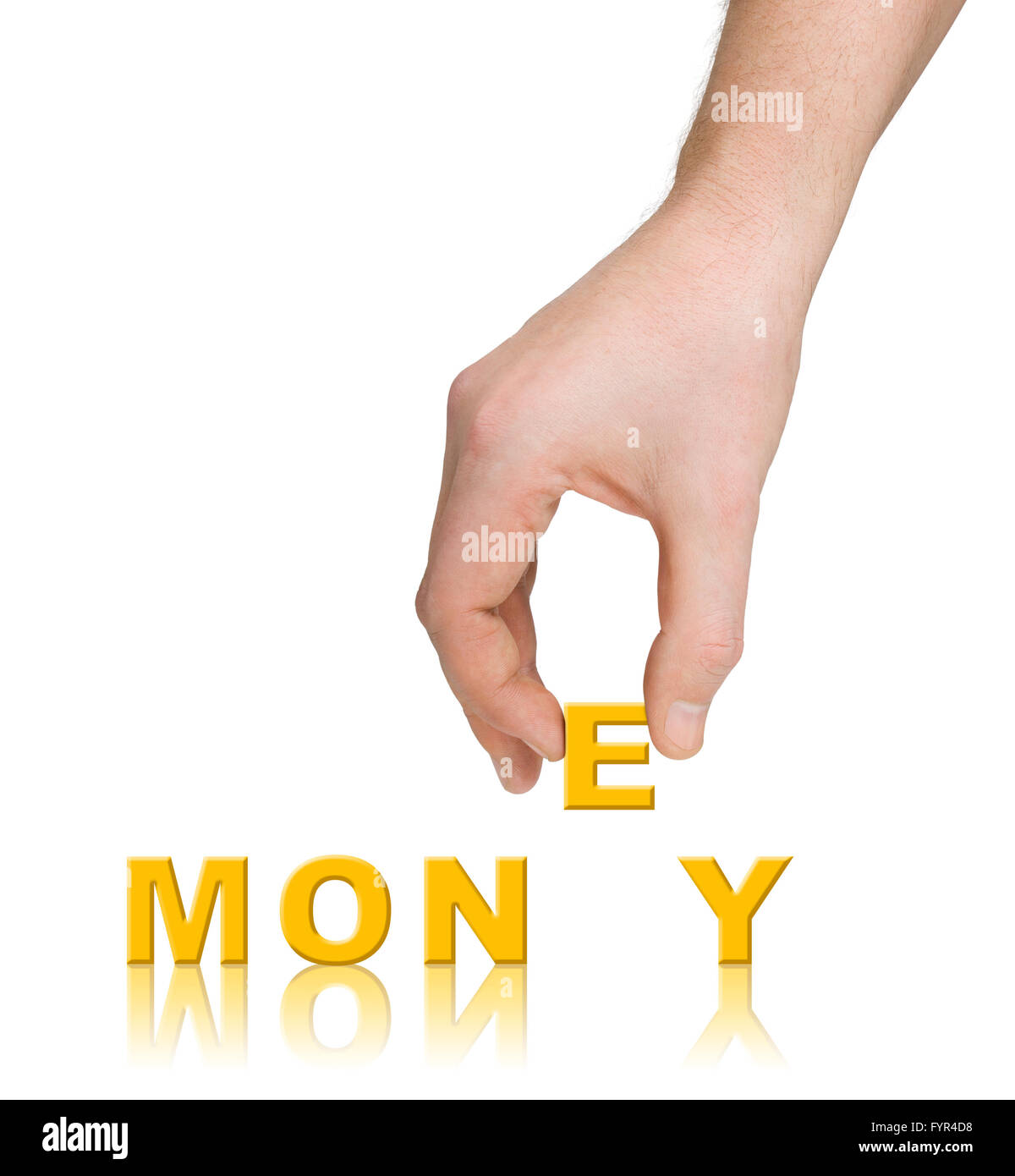 Hand and word Money Stock Photo - Alamy