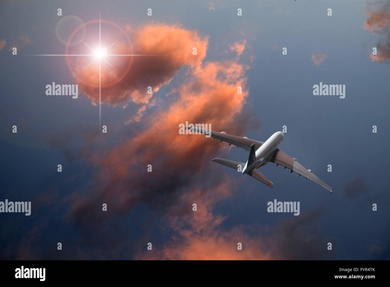 Airliner during climbing flight Stock Photo - Alamy
