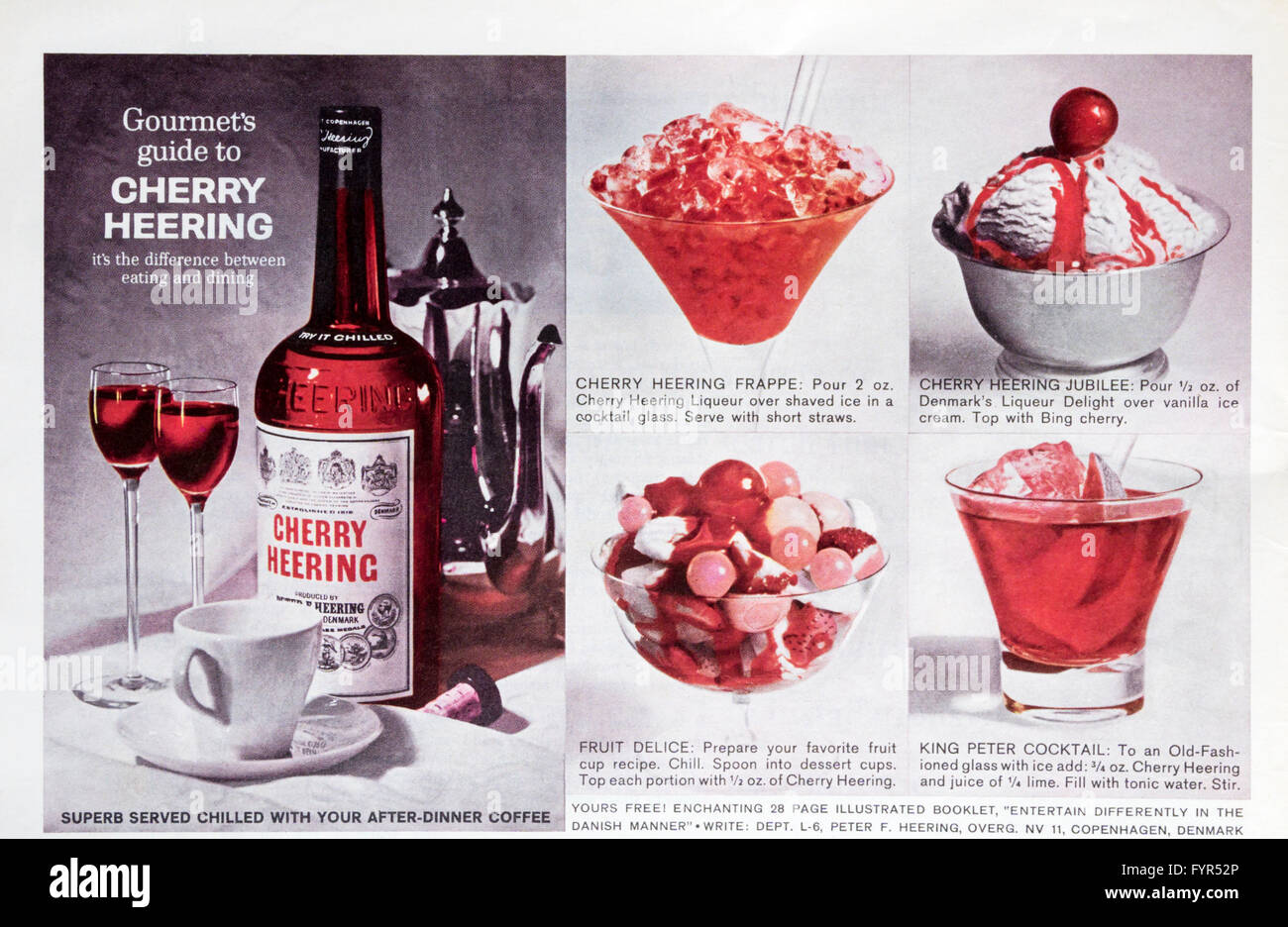1960s advert advertising Cherry Heering. A Danish cherry brandy Stock ...