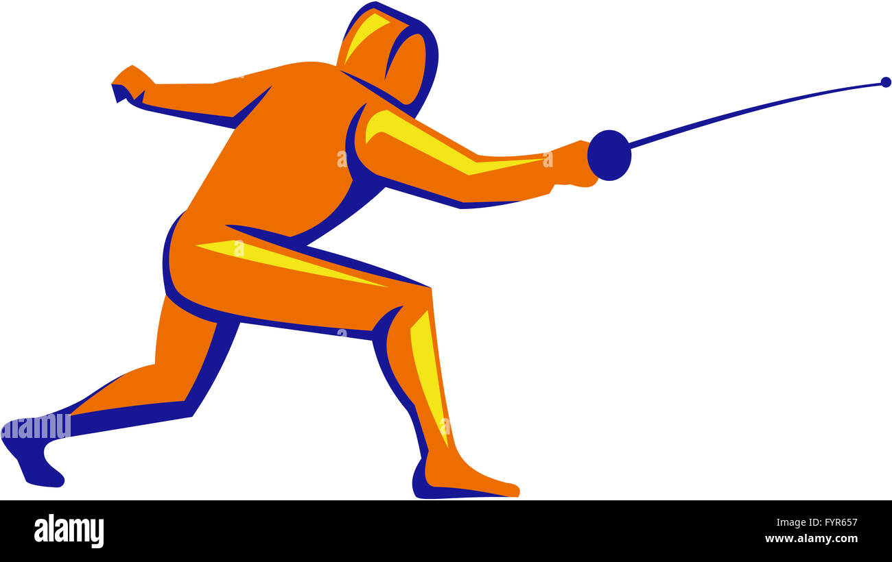 Fencing Thrust Side View Retro Stock Photo - Alamy