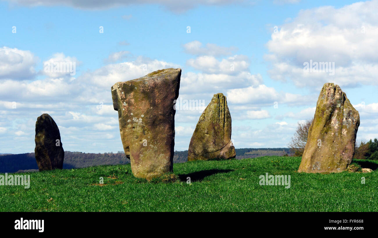 Stone circle four stones Robin Hood's Stride, Cratcliffe, Cliff Lane ...